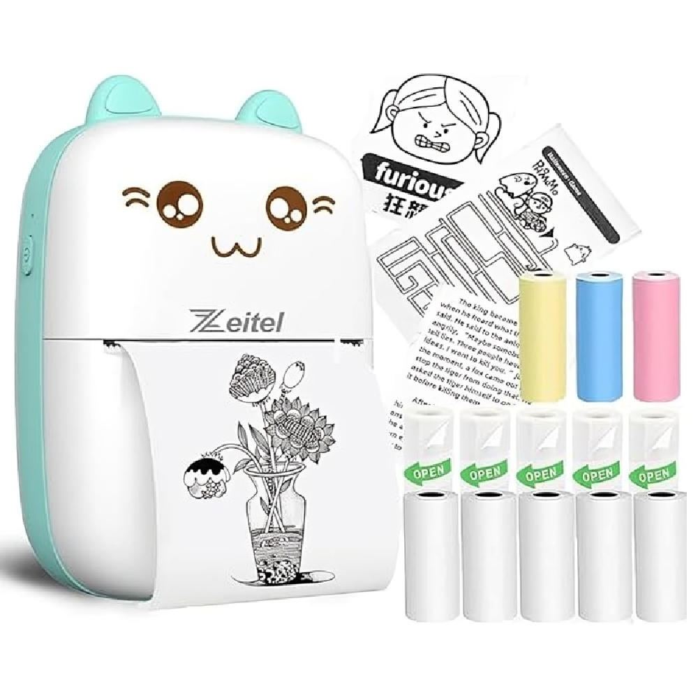 Mini Bluetooth Thermal Printer, Portable Label Printer Inkfree Printer ...