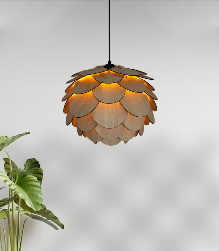 Round Pine Cone Ceiling Wooden Lamp – Cheerified